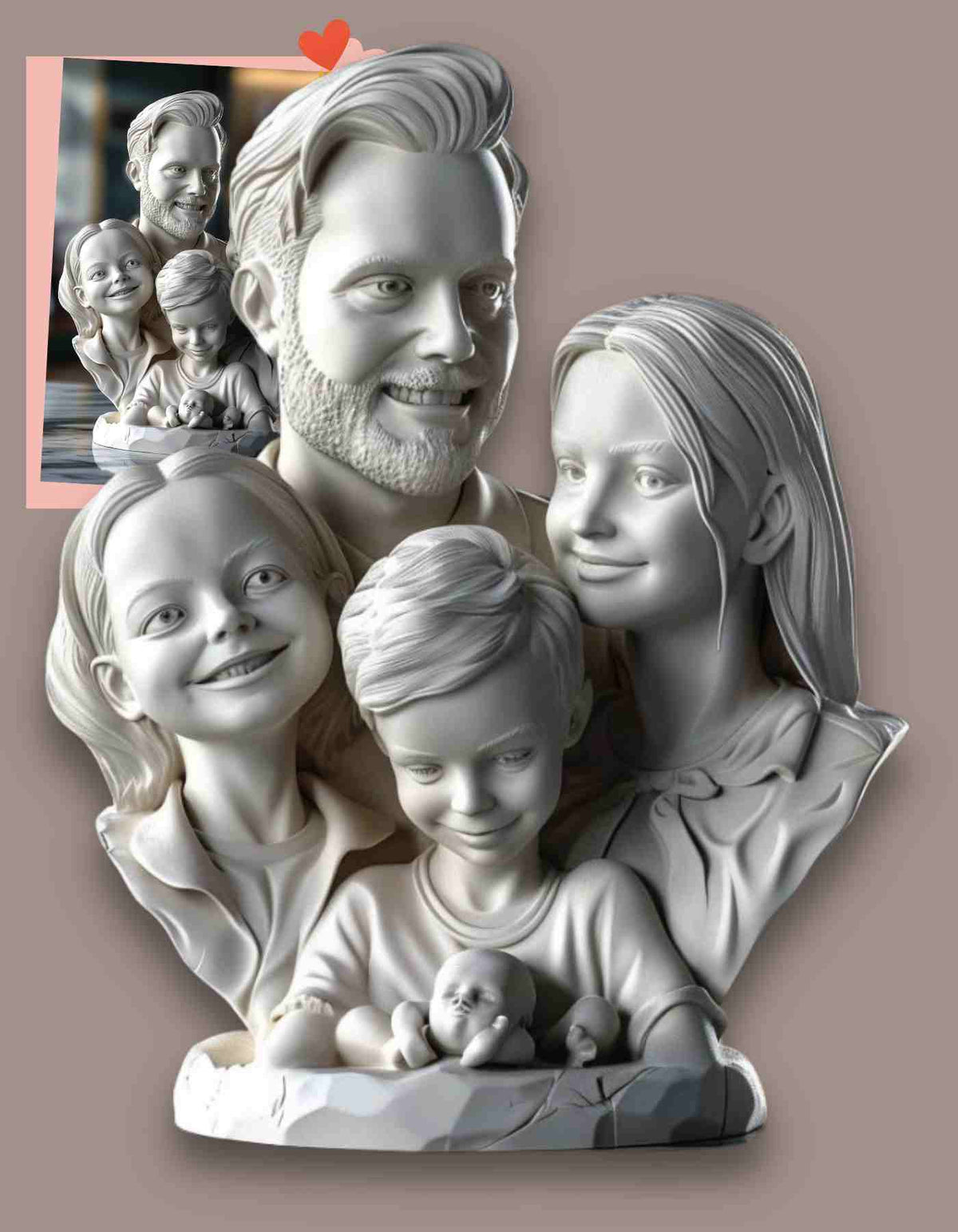Custom Family sculpture ( Bust)- Unique Keepsakes & Gifts – Artmellows 3D