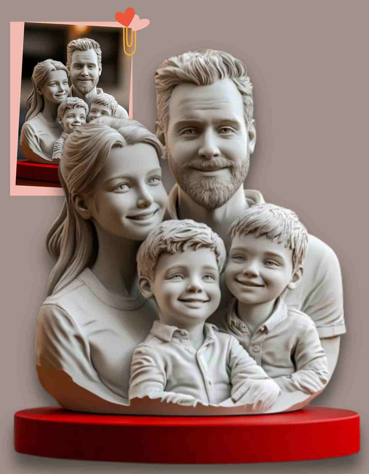 Custom Family sculpture ( Bust)- Unique Keepsakes & Gifts – Artmellows 3D