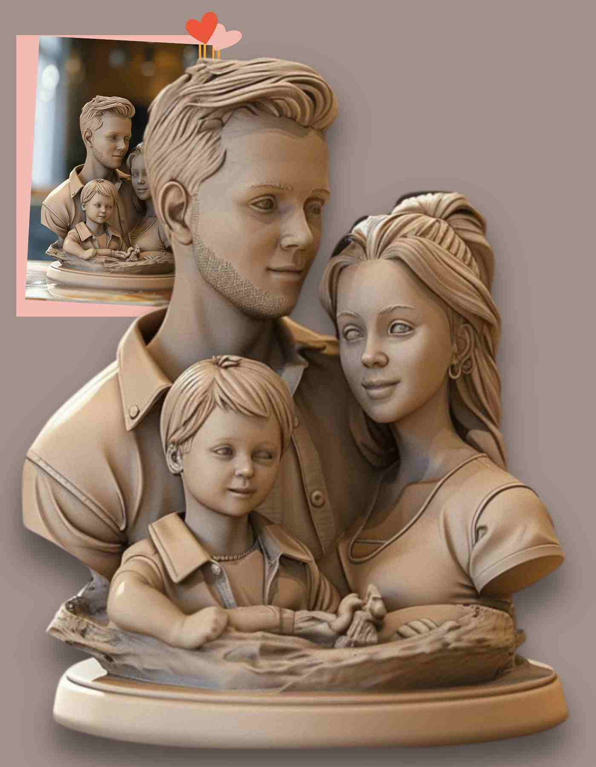 Custom Family sculpture ( Bust)- Unique Keepsakes & Gifts – Artmellows 3D