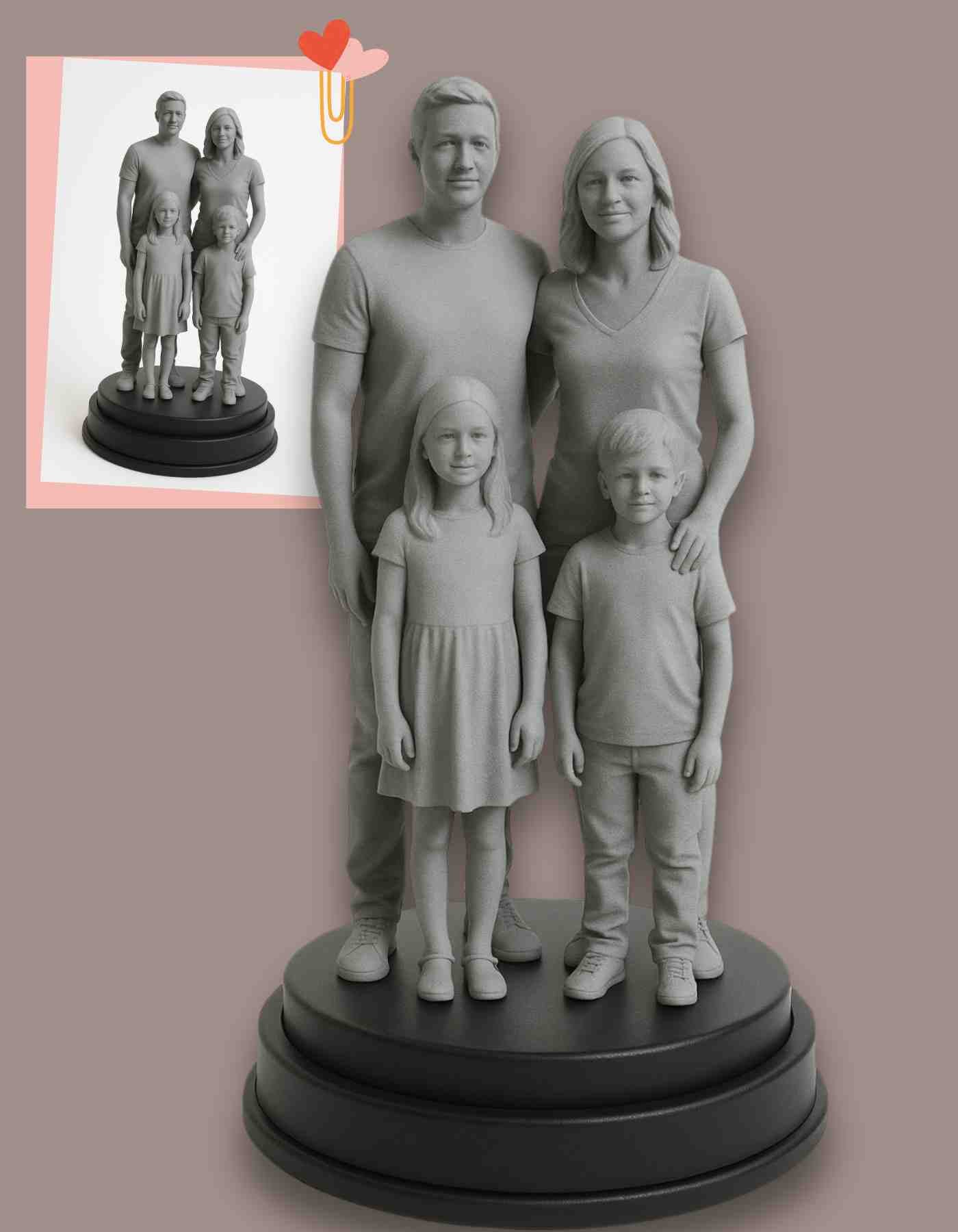 Personalized Custom 3D Family Sculpture: Full Figurine Keepsakes ...