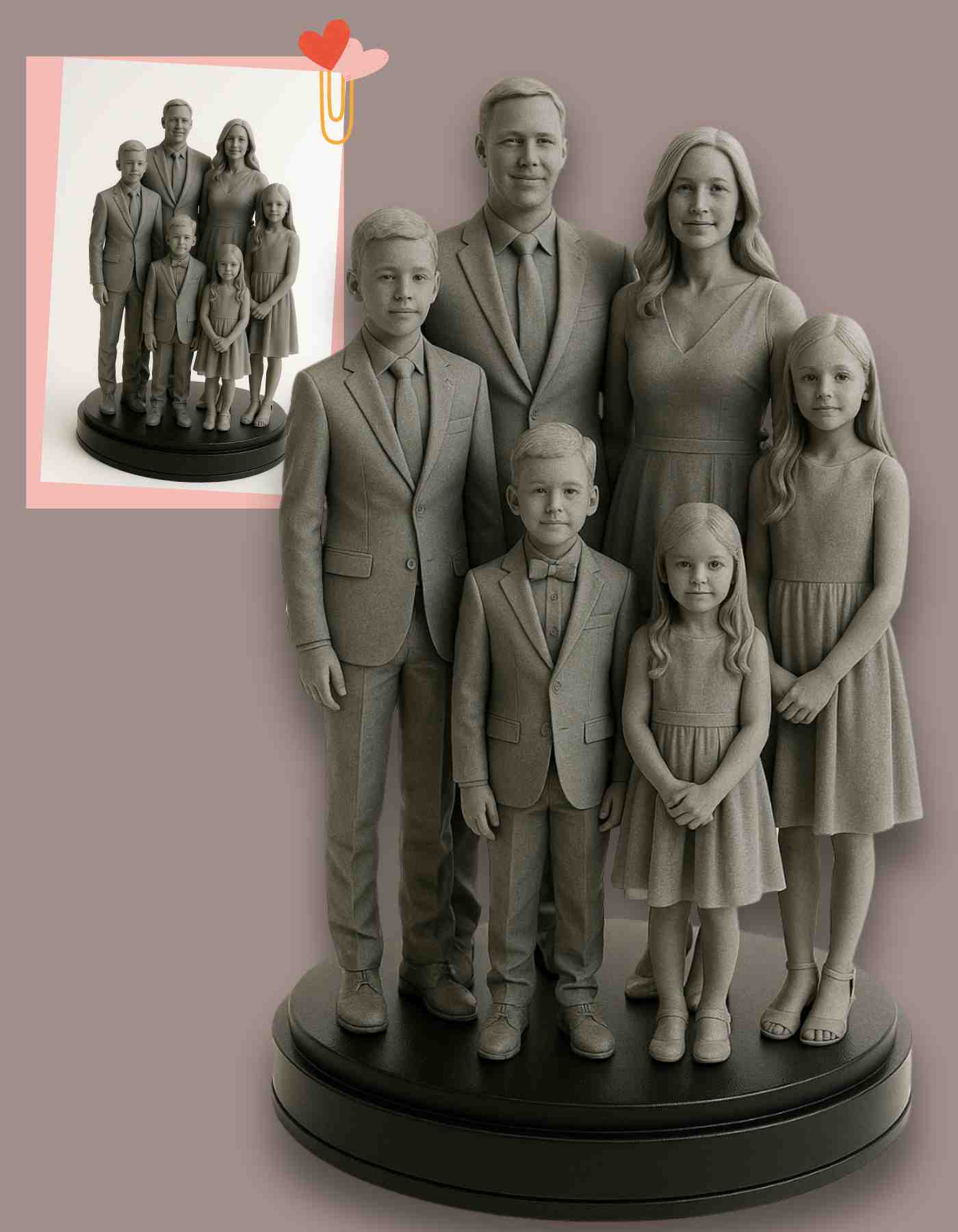 Personalized Custom 3D Family Sculpture: Full Figurine Keepsakes ...